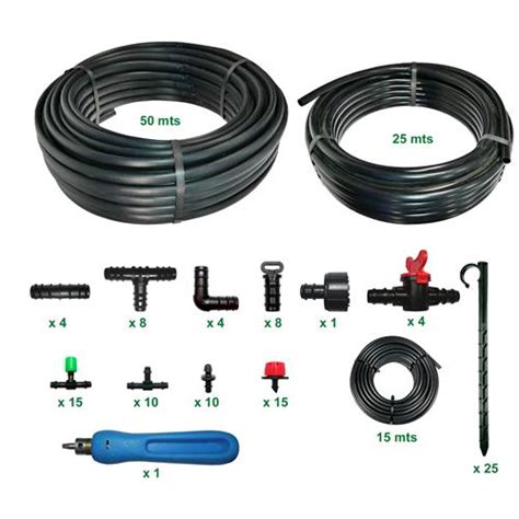 Kit Riego Goteo 50 M Tubería 16 Cgoteros 4l A 33 Cm 25 M Sin Gotero