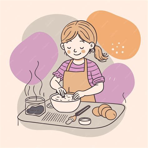 A Girl Cooking With A Pot Of Food On The Stove Premium Ai Generated