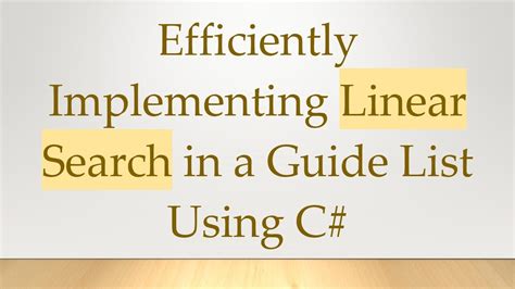 Efficiently Implementing Linear Search In A Blog Post List Using C
