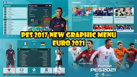 PES 2017 NEW GRAPHIC MENU EURO 2020 FOR ALL PATCH YouTube