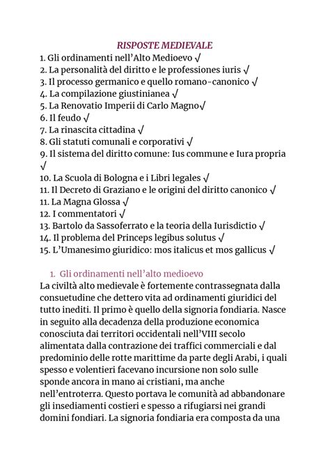 Risposte Alle Domande Del Professore Di Diritto Medievale E Moderno