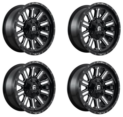 Set 4 20 Fuel D620 Hardline 20x9 8x170 1mm Gloss Black Milled Wheels