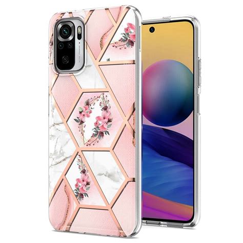 Coque Xiaomi Redmi Note 10 Note 10s Marbre Et Couronne De Fleurs