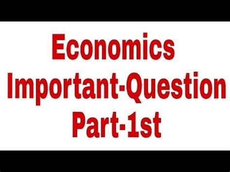 Economics Important Question Part St YouTube