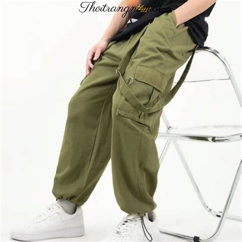 Quần Jean Túi Hộp ống Suông 3in1 Nam Nữ Phong Cách Hiphop Quần Kaki