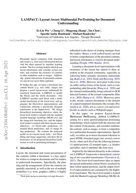 Pdf Lampret Layout Aware Multimodal Pretraining For Document Understanding