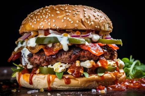 Jalapeno Bacon Ranch Burger With Pepper Jack Premium Ai Generated Image