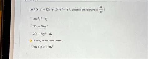solved let f x y 10ln x2 y2 which of the following is