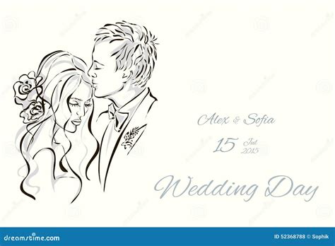 Wedding Day Invitation With Sweet Couple Stock Vector Illustration Of