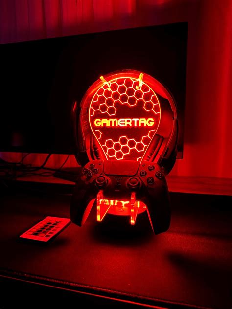 Personalized Led Controller Stand Ps Xbox Accessories Headset Headphone Holder Gamertag Led