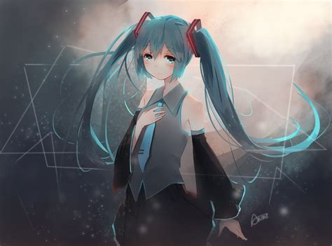 壁纸 插图 长发 动漫女孩 Vocaloid 初音未来 领带 黑暗 截图 电脑壁纸 虚构人物 曼加卡