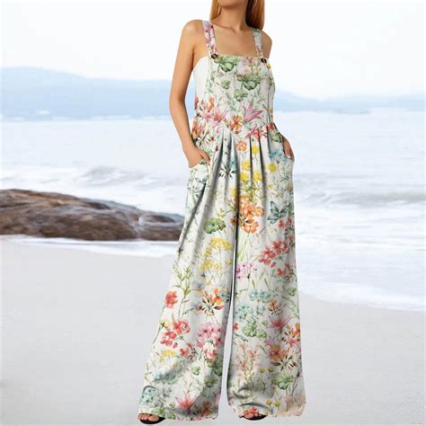 Usmixi Jumpsuits For Women Dressy Loose Pleated Wide Leg Vintage Button