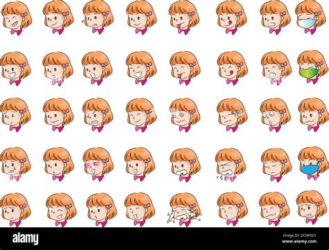 Vector Cartoon Girl Emoji Set Stock Vector Image And Art Alamy