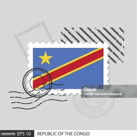 콩고 국기 우표 공화국 회색 포스트 스탬프 배경에서 격리된 벡터 그림과 지정은 벡터 Eps10입니다 0명에 대한 스톡 벡터 아트 및 기타 이미지 Istock