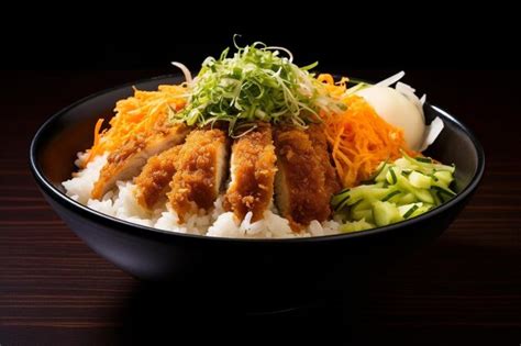 Premium Photo Soy Sesame Chicken Katsu Donburi