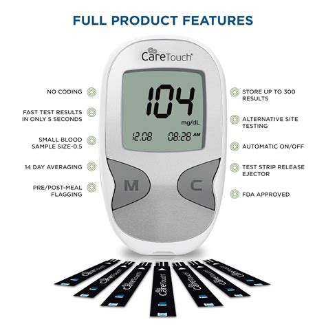 Kit De Prueba De Diabetes Care Touch Monitor De Glucosa En Sangre 50