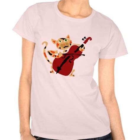 Funny Calico Cat Playing Cello Art Cartoon T Shirt Zazzle Cartoon T Shirts Calico Cat
