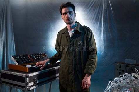 Composer With Hand On Midi Keyboard In Studio Stock Image Image Of