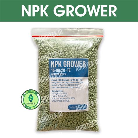 Jual NPK GROWER 15 09 20 TE Kemasan 100 250 500 Gram Repack Pupuk