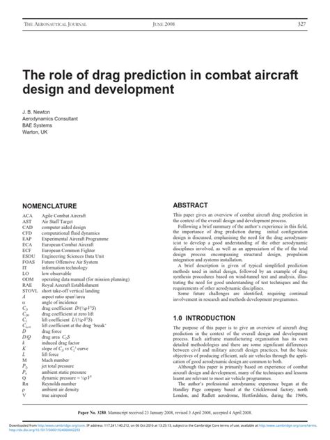 The Role Of Drag Prediction In Combat Aircraft Design And Development Pdf Wind Tunnel Drag