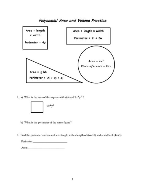 Area Of Rectangle With Polynomials