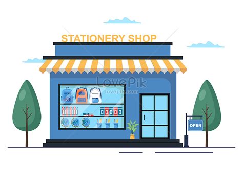 문구 상점 건물 일러스트 일러스트 무료 다운로드 Lovepik
