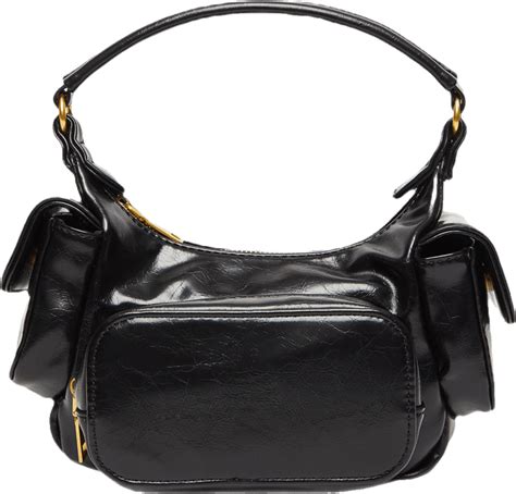 Black Faux Leather Shoulder Bag Quiz Clothing