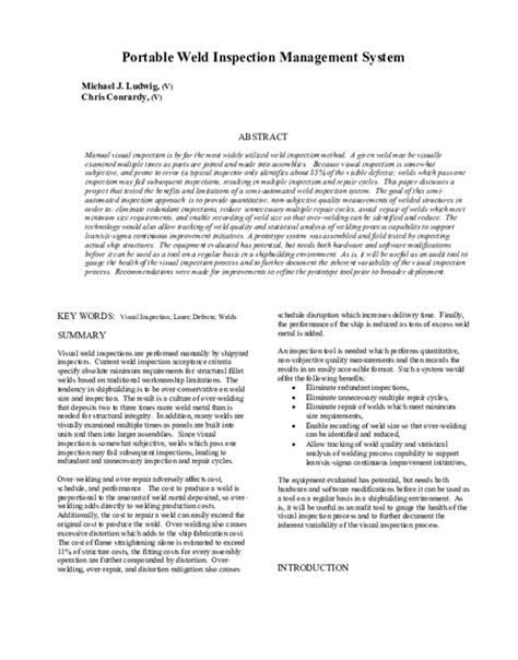Pdf Portable Weld Inspection Management System
