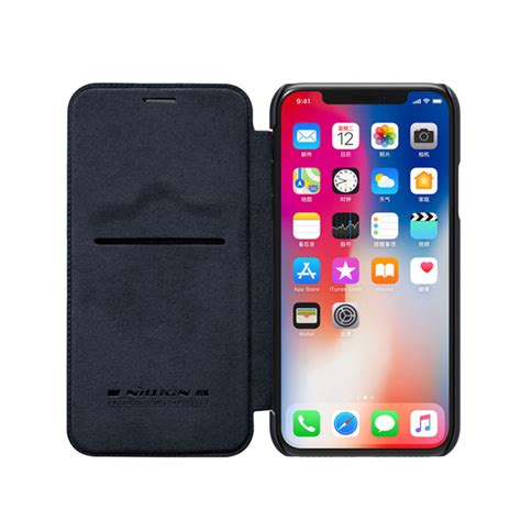 Nillkin IPhone X XS Qin Flip Case Black Penguin Bd