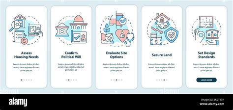 Housing Development Tips Onboarding Mobile App Screen Stock Vector