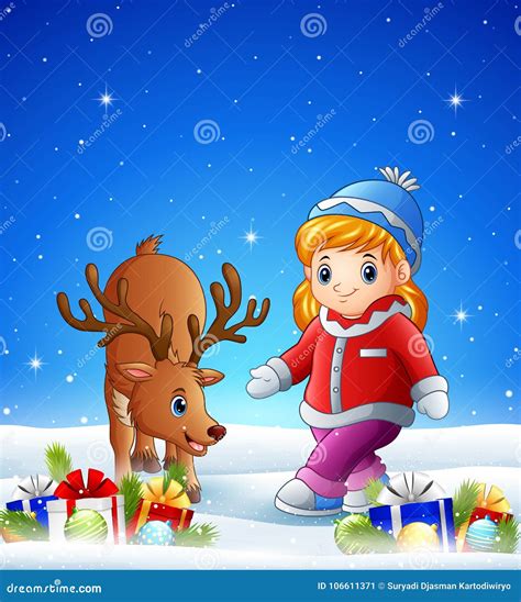 108deer Girl Girl In Deer Horn Glasses Vector Illustration Nerd Girl