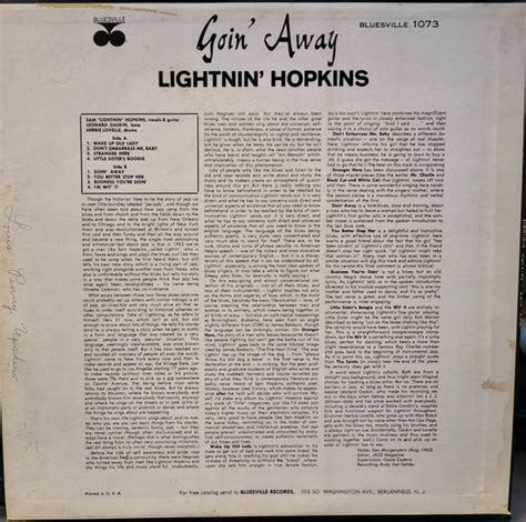 Lightnin Hopkins Goin Away Rvinylblues