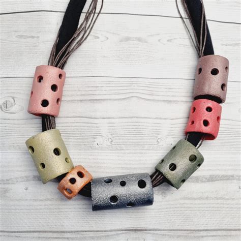 Chunky Tube Bead Necklace Handmade Kaboochie
