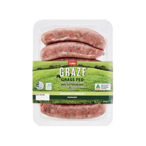 Coles Graze Grass Fed Beef Sausages 500g Price History And Comparison Buywisely