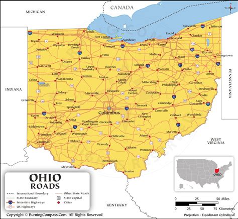 Ohio Road Map With Interstate Highways And Us Highways
