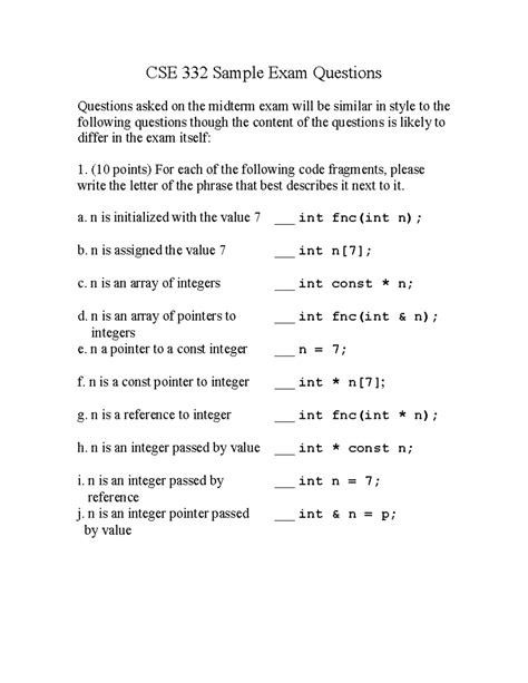 CSE332 2014 2015 Studio Exercises 14 CSE 332 Sample Exam Questions Questions Asked On The