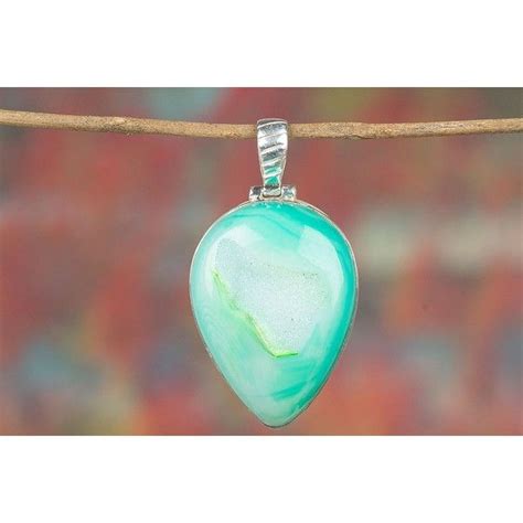 Awesome Handmade Green Onyx Druzy Gemstone 925 Silver Pendant Via