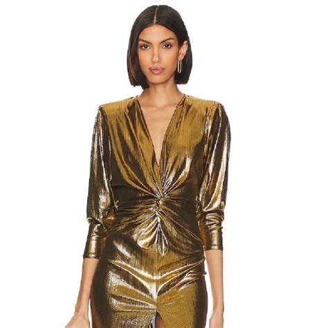 Smythe Dresses Smythe Sharp Shoulder Twist Dress In Gold Poshmark