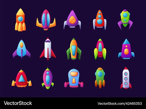 Futuristic Spaceship Flying Space Rocket Vector Image