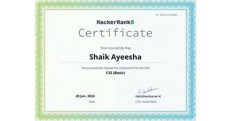 Shaik Ayeesha On Linkedin Hackerrank Skill Certificate
