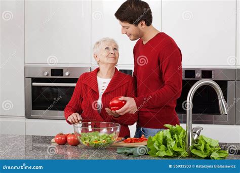 Grandma At Kitchen Stock Image Image Of Lifestyle Grandma 35933203