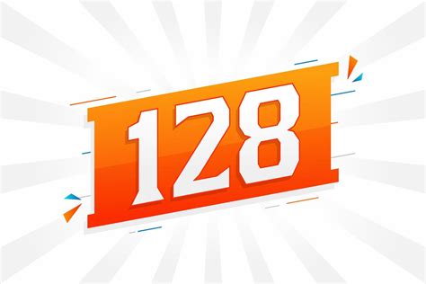 128 number vector font alphabet. Number 128 with decorative element ...