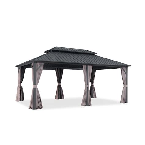 Purple Leaf 18 Ft X 12 Ft Gazebo Rectangle Gray Metal Steel Roof Gazebo