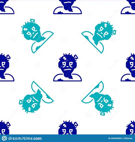 Icono De Máscara Zombie Azul Patrón Aislado Sin Fisuras En Fondo Blanco