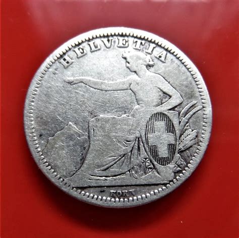 ALTE Schweizer Silber Münze 1 Fr 1861 ss Stück für das Alter Gebraucht