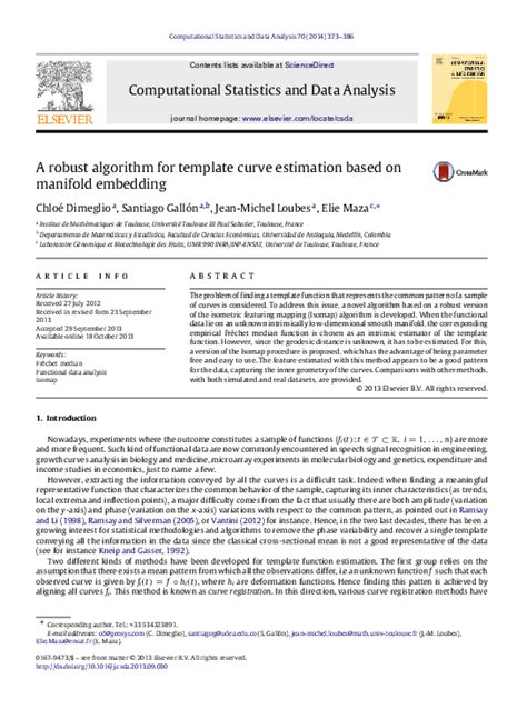 Pdf Computational Statistics And Data Analysis A Robust Algorithm For