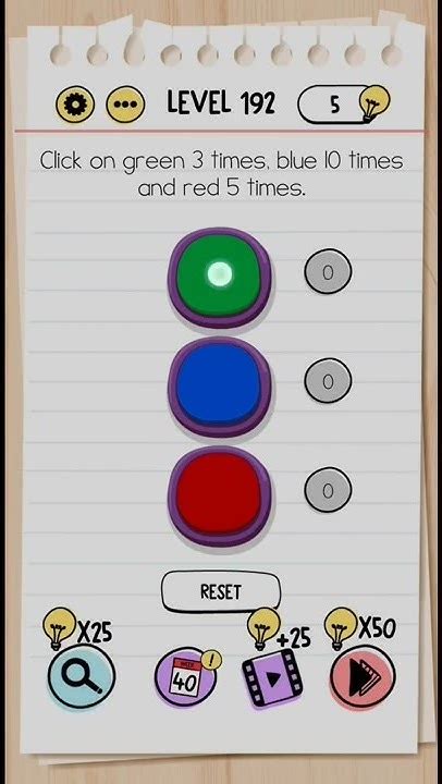Brain Test Level 192 Click On Green 3 Times Blue 10 Times And Red 5