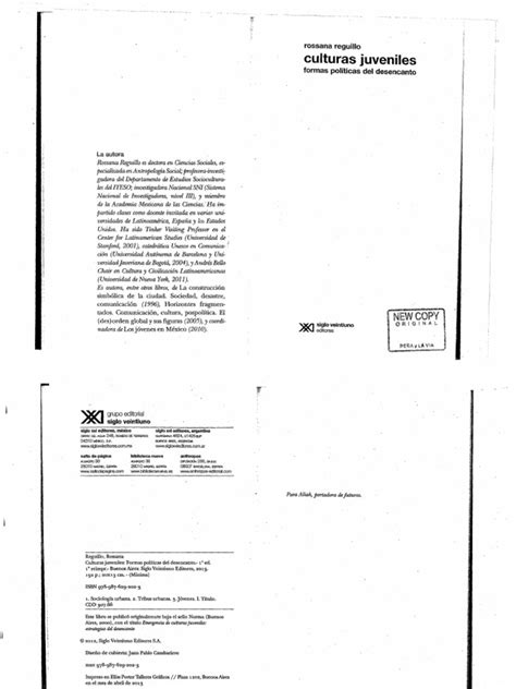 Reguillo Cultras Juveniles Formas Políticas Del Desencanto Int Y Cap 1 Pdf