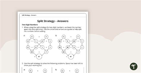 Split Strategy Worksheet Teach Starter