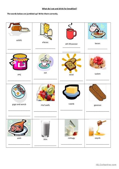 Breakfast English Esl Worksheets Pdf And Doc